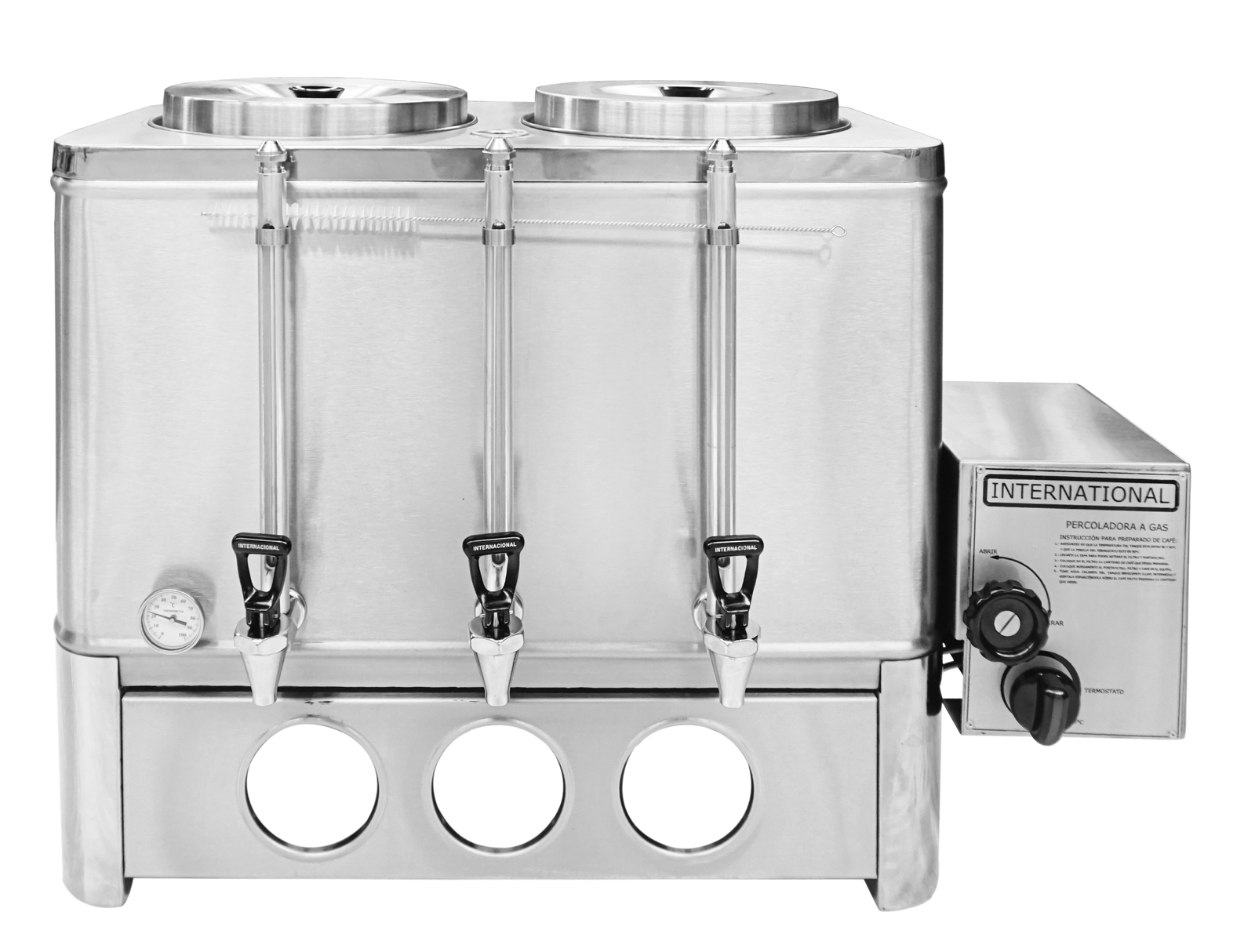 Cafetera percoladora a gas 12-12G International dos tanques, 24 litros